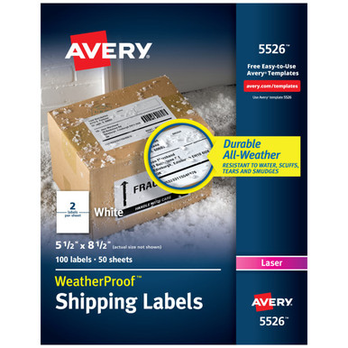 Shipping Labels, 5-1/2" x 8-1/2", White, Waterproof, Ultrahold ...
