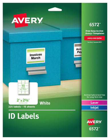 ID Labels, 2" x 2-5/8", White, Permanent, 225 Labels - Fisher Hawaii