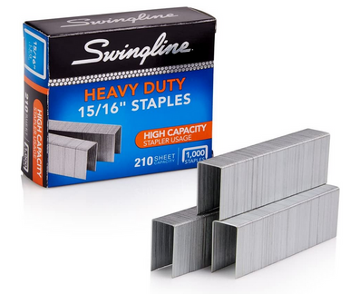 Premium Heavy Duty Staples, 15/16" Leg Length, Silver, 1000 Staples/Box ...