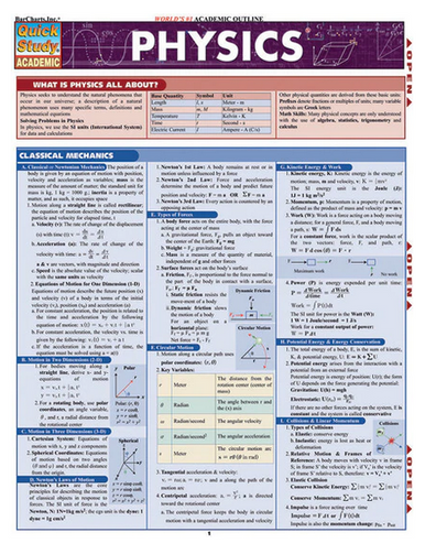 QuickStudy Reference Guide, Physics - Fisher Hawaii