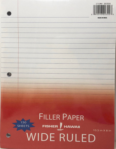 Filler Paper, Wide Ruled - Fisher Hawaii