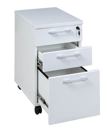 Boss "Simple System" Mobile 3 Drawer Pedestal – White - Fisher Hawaii