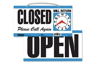Double-Sided Open/Closed Will Return Window/Door Sign - Fisher Hawaii