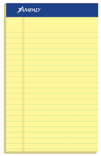 Ampad Writing Pads Bloc-Notes, Medium Ruled, 5" x 8", Canary, Pack of ...