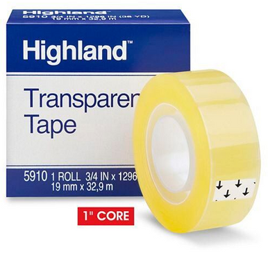 Highland Transparent Tape, 3/4" x 1296"