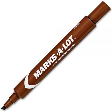 Marks-A-Lot Permanent Marker, Large Desk-Style, Chisel Tip, Brown ...
