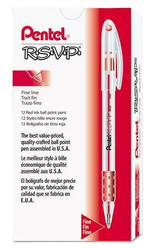 Pentel R.S.V.P. Ballpoint Pen, Fine Point (0.7mm), Red - Fisher Hawaii
