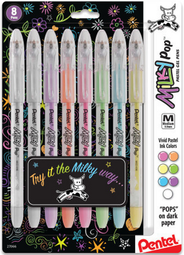Milky Pop Pastel Gel Pens, Medium Point (0.8mm), Assorted Colors, 8 ...