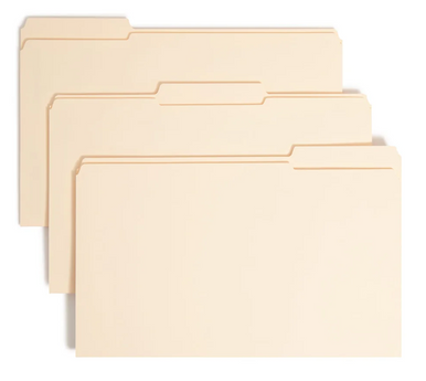 Reinforced Tab Fastener File Folders, Legal Size, Manila, Assorted 1/3 ...
