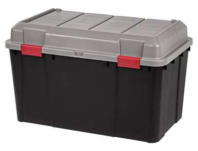 Hinged Lid Utility Trunk, Black With Gray Lid, 34.5gal - Fisher Hawaii