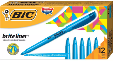 Bic Brite Liner Highlighter, Chisel Tip, Fluorescent Blue - Fisher Hawaii