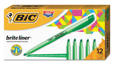 Bic Brite Liner Highlighter, Chisel Tip, Fluorescent Green - Fisher Hawaii