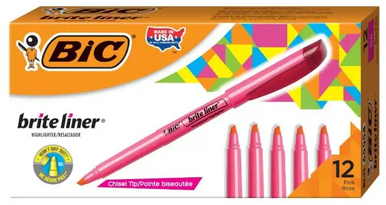 Bic Brite Liner Highlighter, Chisel Tip, Fluorescent Pink - Fisher Hawaii