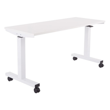 24x60 Pneumatic Height Adjustable Table, White, White - Fisher Hawaii