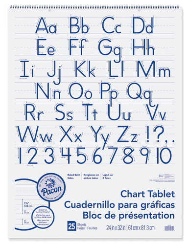 Pacon Chart Tablet, Manuscript Cover, 1-1/2" Ruled, 24" x 32", 25 ...