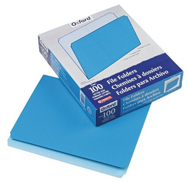 Straight Cut File Folders, 100ct, Letter Size, Two Tone Blue - Fisher ...