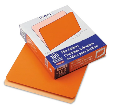 Straight Cut File Folders, 100ct, Letter Size, Two Tone Orange - Fisher ...