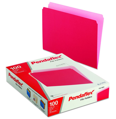 Straight Cut File Folders, 100ct, Letter Size, Two Tone Red - Fisher Hawaii