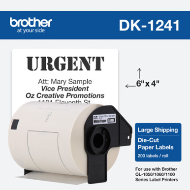 DK-1241, 4" x 6" (101 mm x 152 mm) Large Shipping White Paper Labels ...