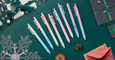 Writech Ombre Retractable Gel Pen, 0.7mm, Assorted Barrels, Black Ink ...