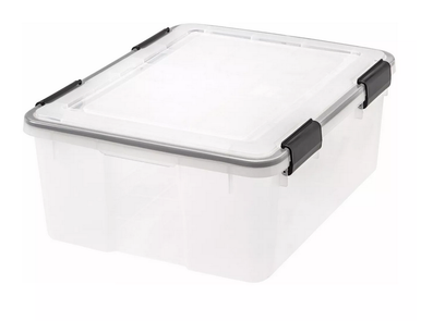 30.6 Quart Clear Plastic Weathertight Plastic Stacking Storage ...