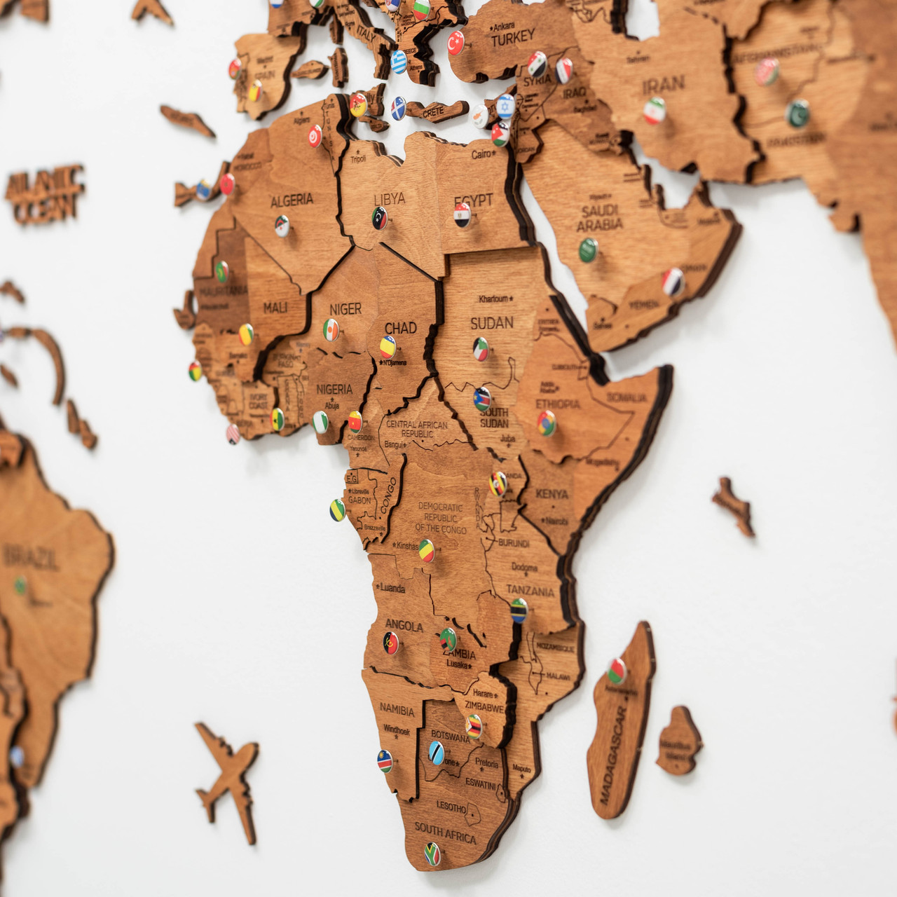 3D Wooden World Map – Oak