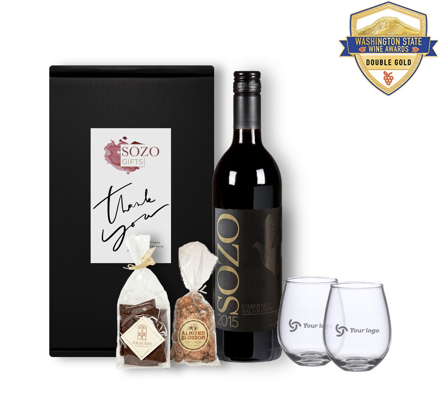 Cabernet, Chocolate, Nuts & Glasses Gift Box