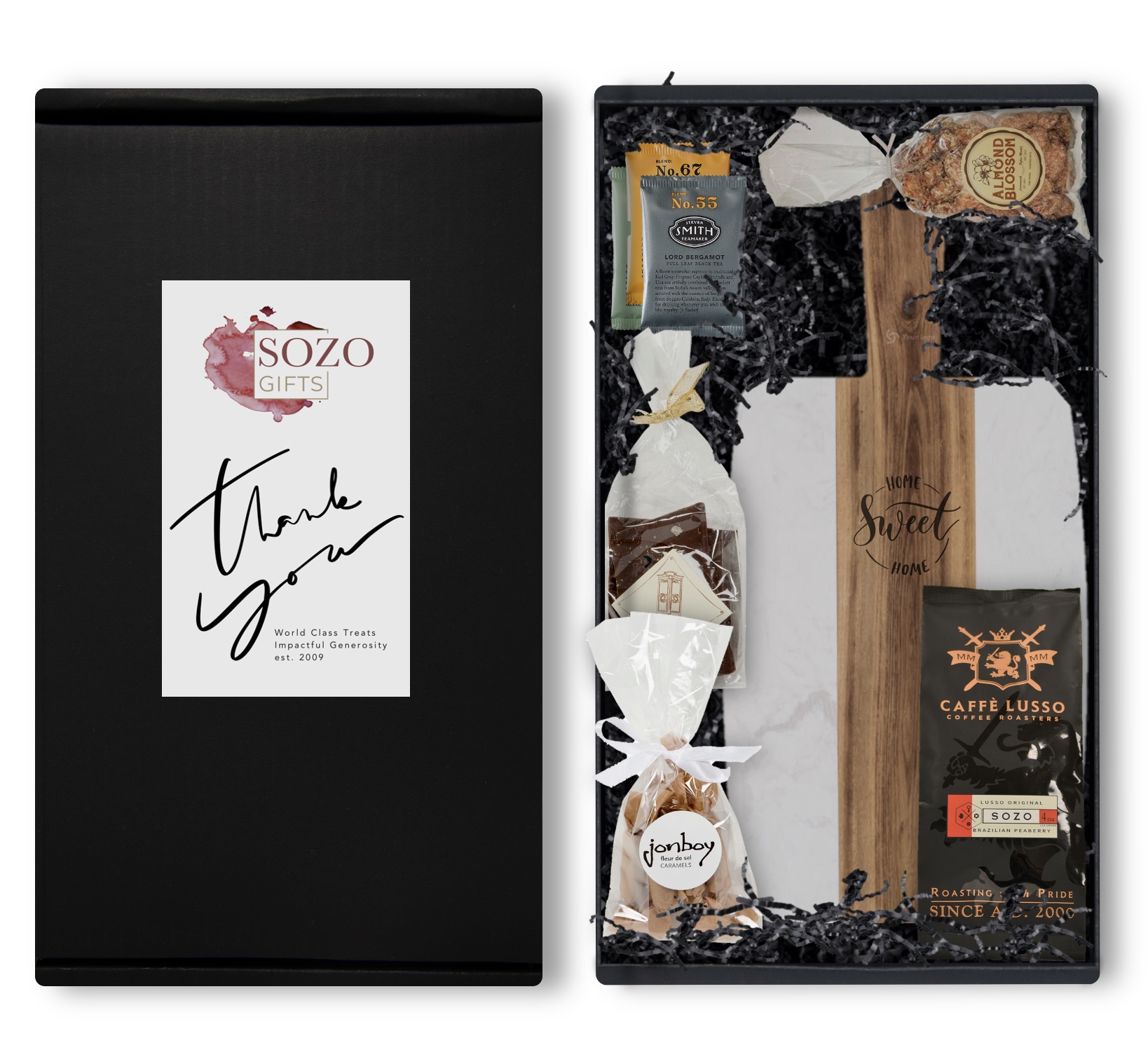 Engraved Wood & Marble Board and Complete Treats Gift Box