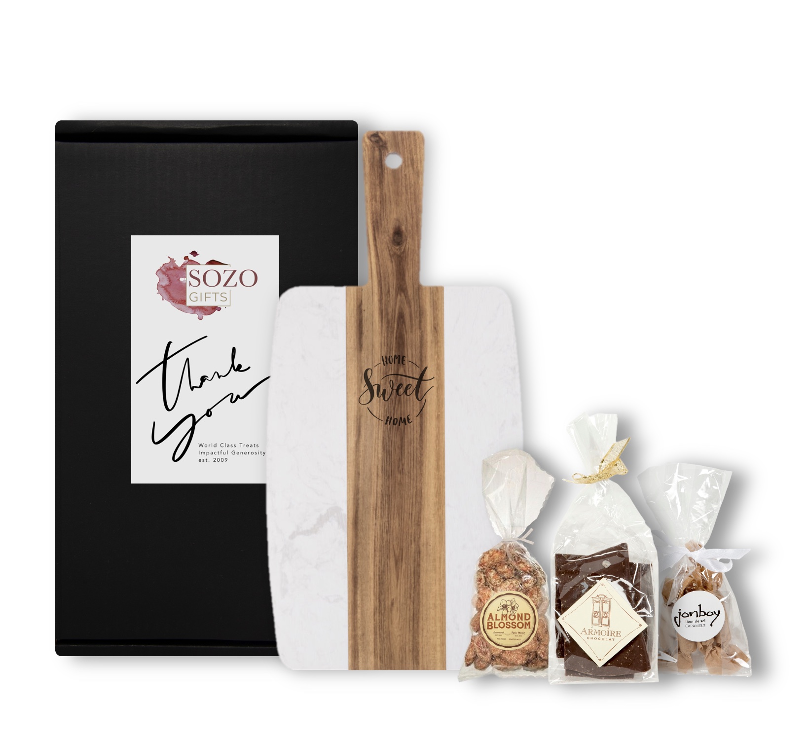 Engraved Wood & Marble Board and Sweets Gift Box