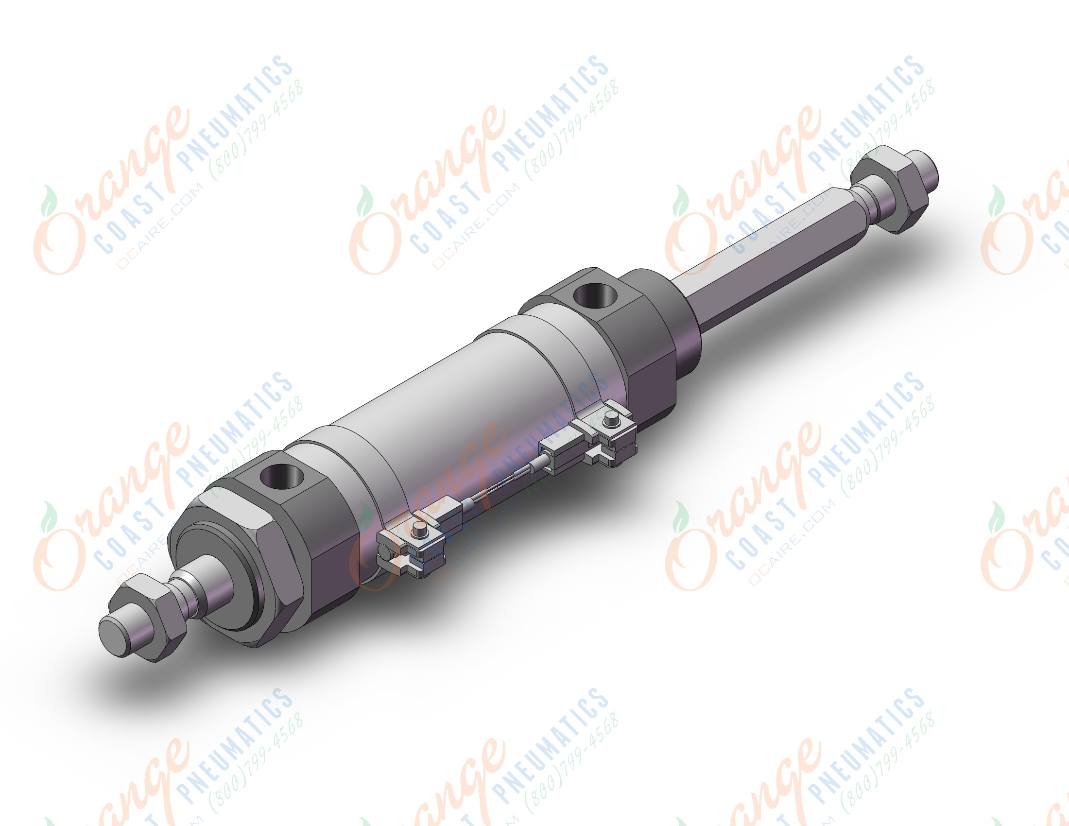 SMC CDM2KWB32-50Z-A93L cyl, rnd body, non rot,dbl rod, CM2/CM3 ROUND BODY CYLINDER - Orange ...