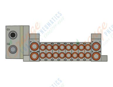 SMC SS5V1-W10SA2WD-08B-N7 mfld, plug-in w/si, SS5V1 MANIFOLD SV1000 ...