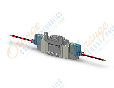 SMC SY5220-5LZ-01T-F2 valve, dbl sol, body pt (dc), SY5000 SOL/VALVE, RUBBER SEAL*** - Orange ...