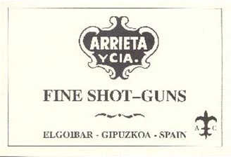 Arrieta YCIA. Label - Gun Trade Label - Firearms Collectible