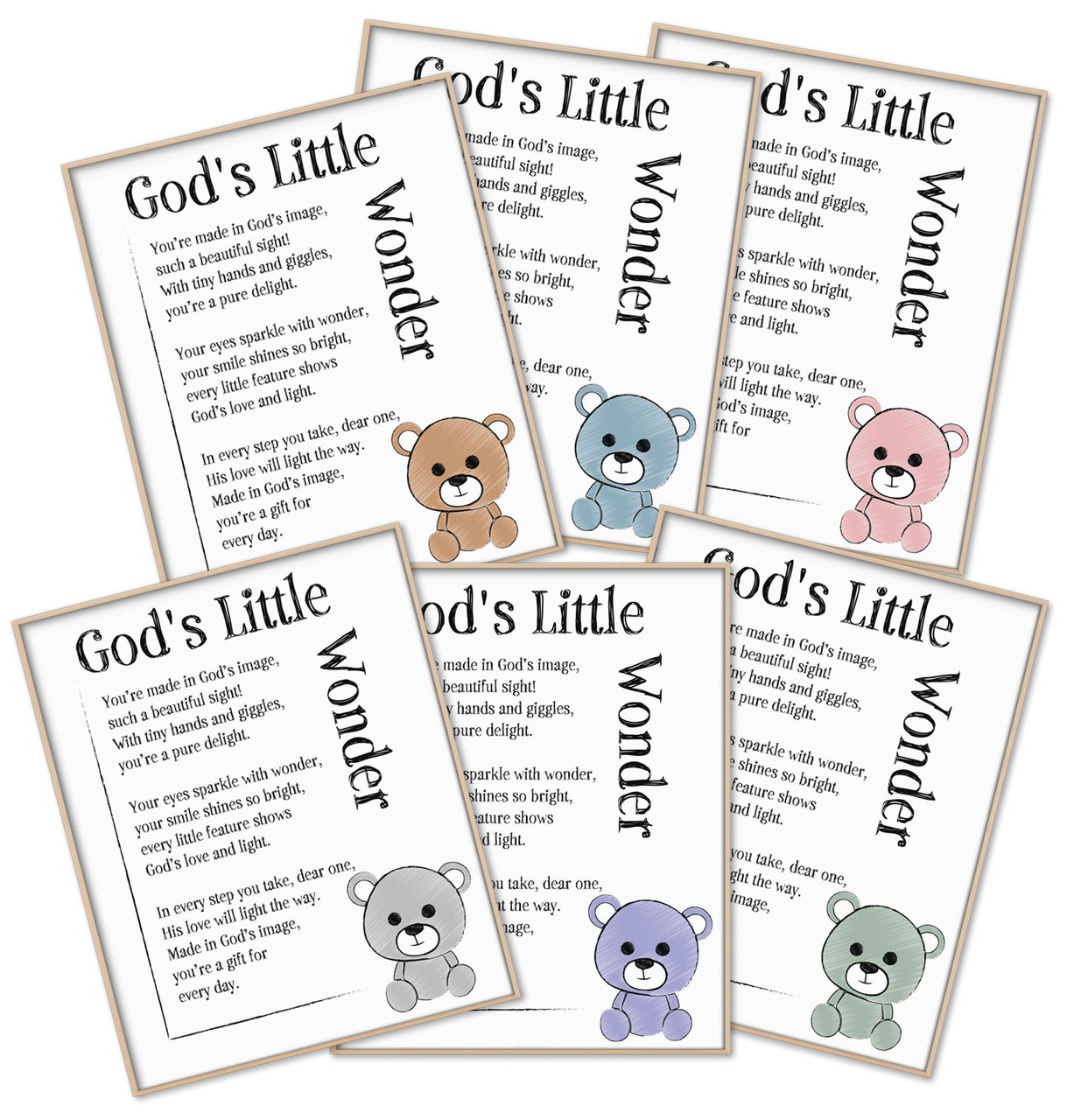 Wood-Framed Christian Nursery Wall Art – God's Little Wonder Poem with ...