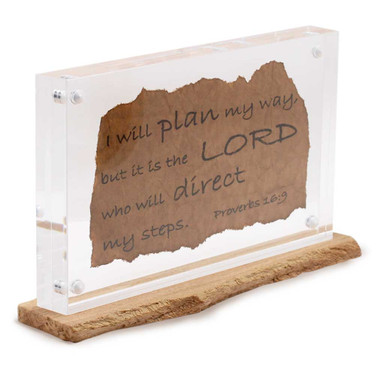 Personalized Bible Verse Scroll – Aged Scripture Art on Wood Base