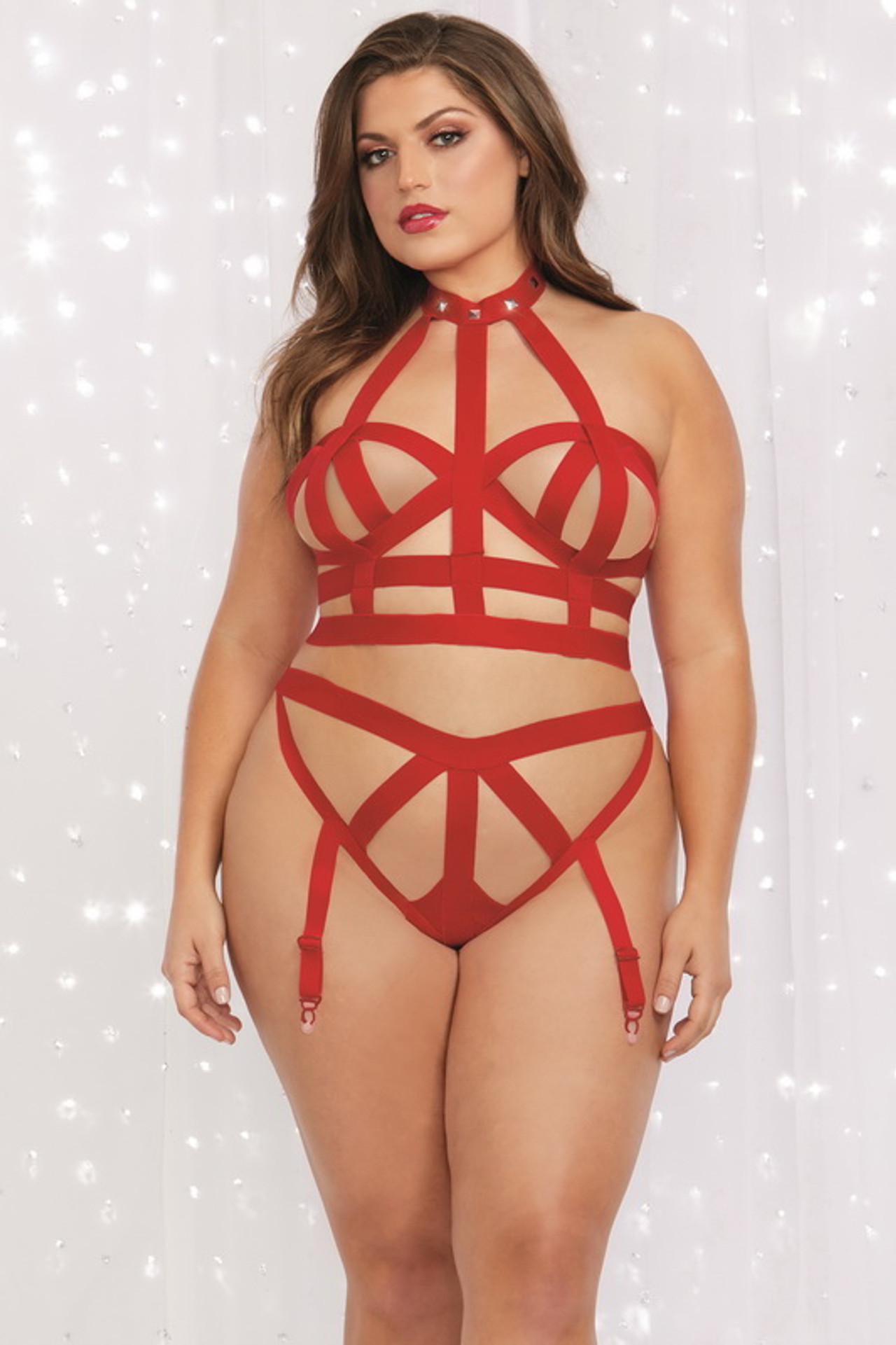 Plus Size So Juicy Strappy Bralette Set Spicy Lingerie