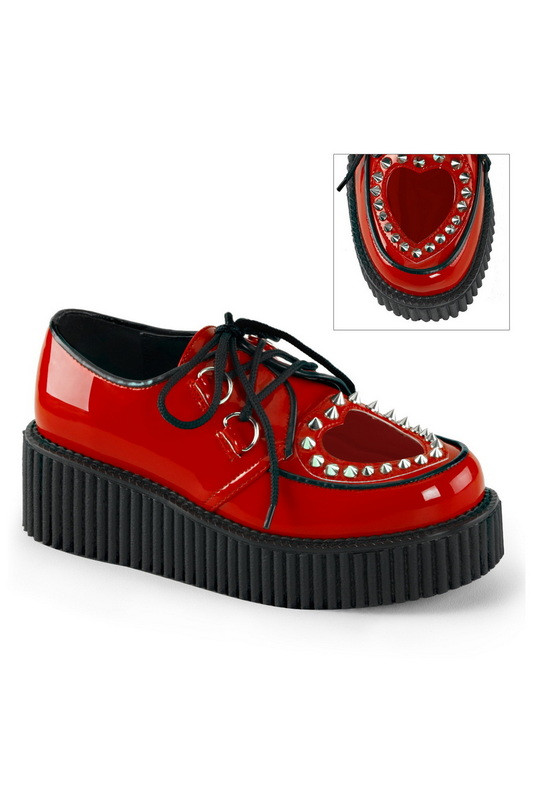 Red Pat Heart Cutout Platform Creeper - Spicy Lingerie