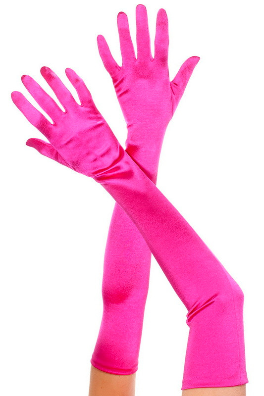 Classy Hot Pink Extra Long Satin Gloves - Spicy Lingerie