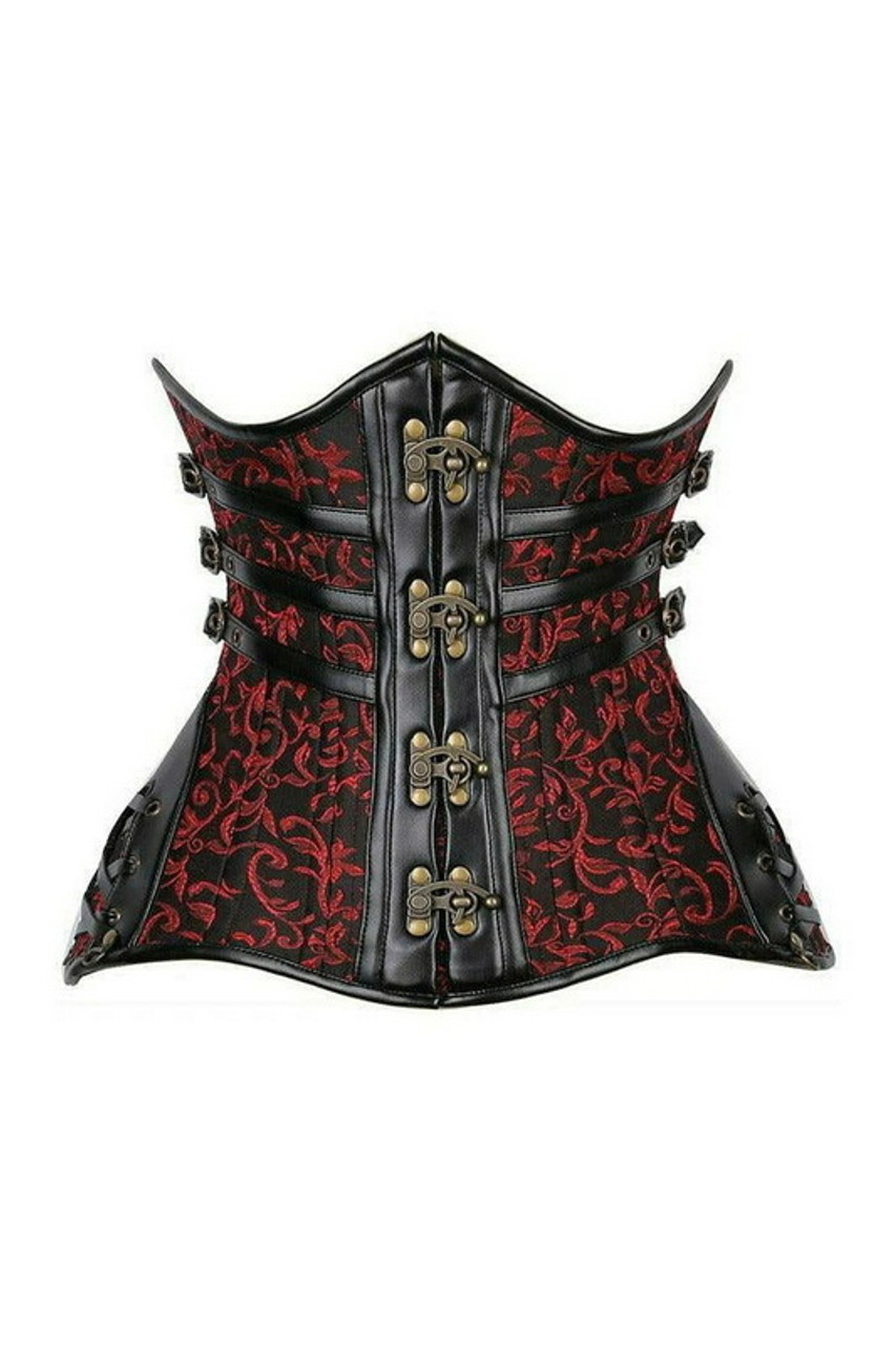 Plus Size Top Drawer Black And Red Curvy Steampunk Steel Double Boned