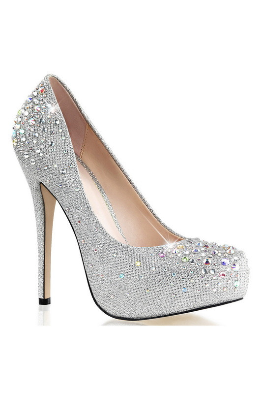 5" Silver Rhinestone Embellished Heel - Spicy Lingerie