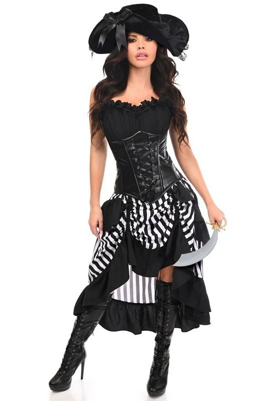 Top Drawer Black & White Premium Pirate Corset Halloween Costume ...