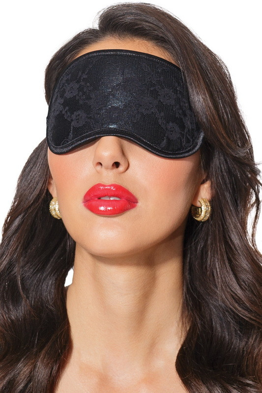 Black Lace & Satin Eye Mask - Spicy Lingerie