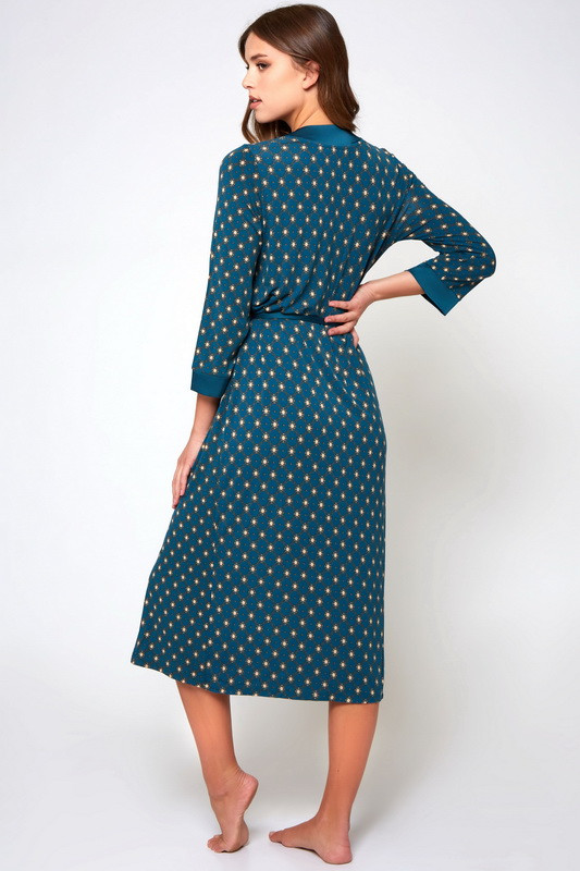 Teal Malachite Diamond Print Robe- Spicy Lingerie