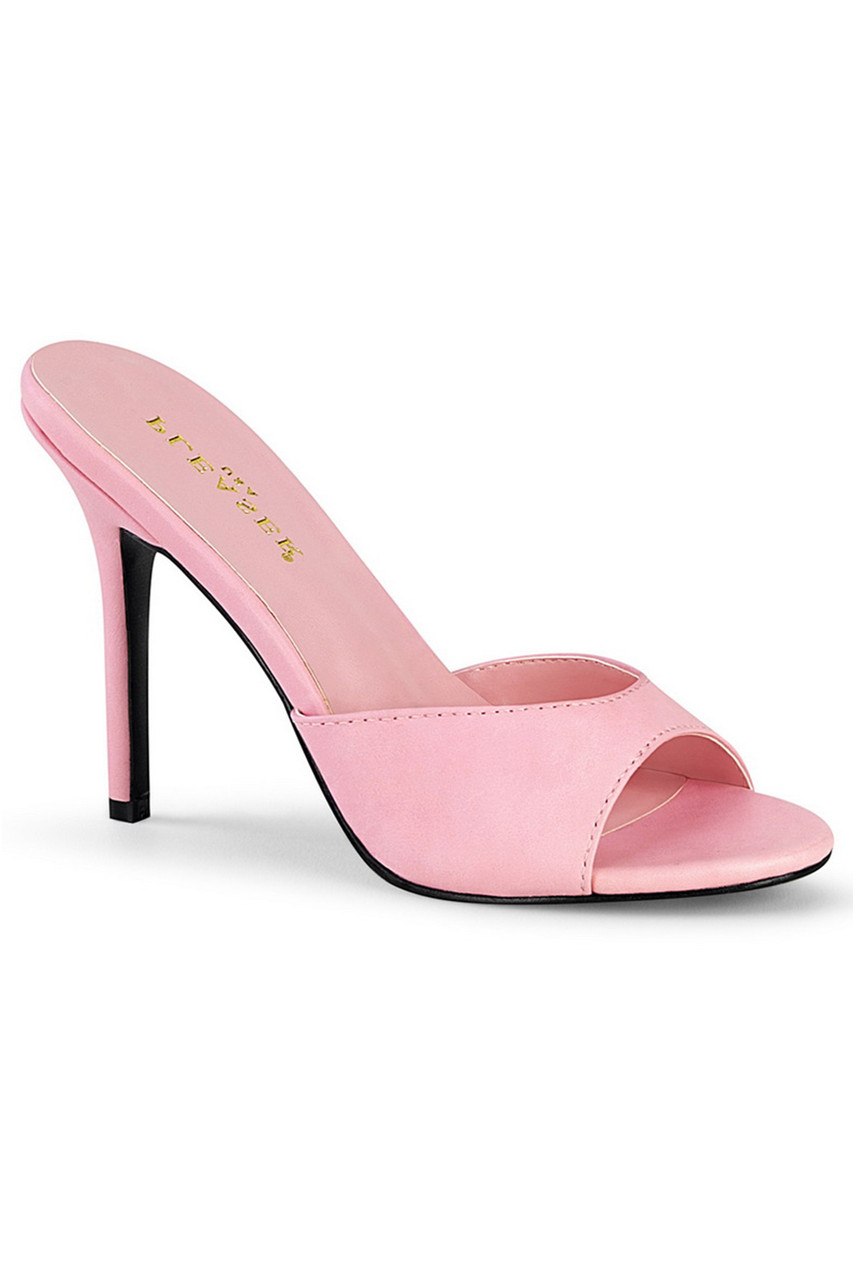 Pink Heel Peep Slide Heels - Spicy Lingerie