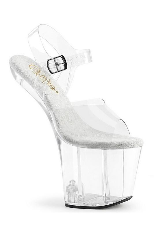 8" Heelless Clear Ankle Strap Sandals - Spicy Lingerie