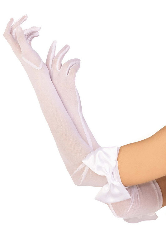 White Sheer Mesh Opera Length Gloves - Spicy Lingerie