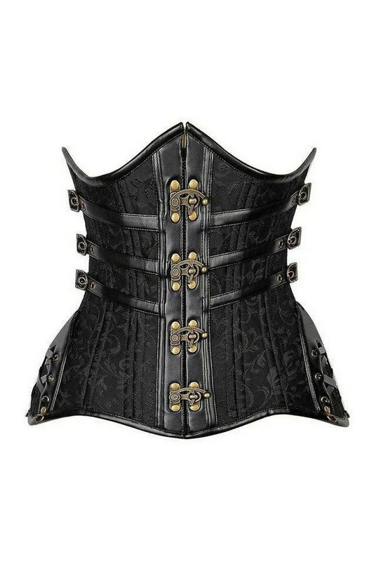 Plus Size Denim Blue Steel Boned Full Bust Corset - Spicy Lingerie