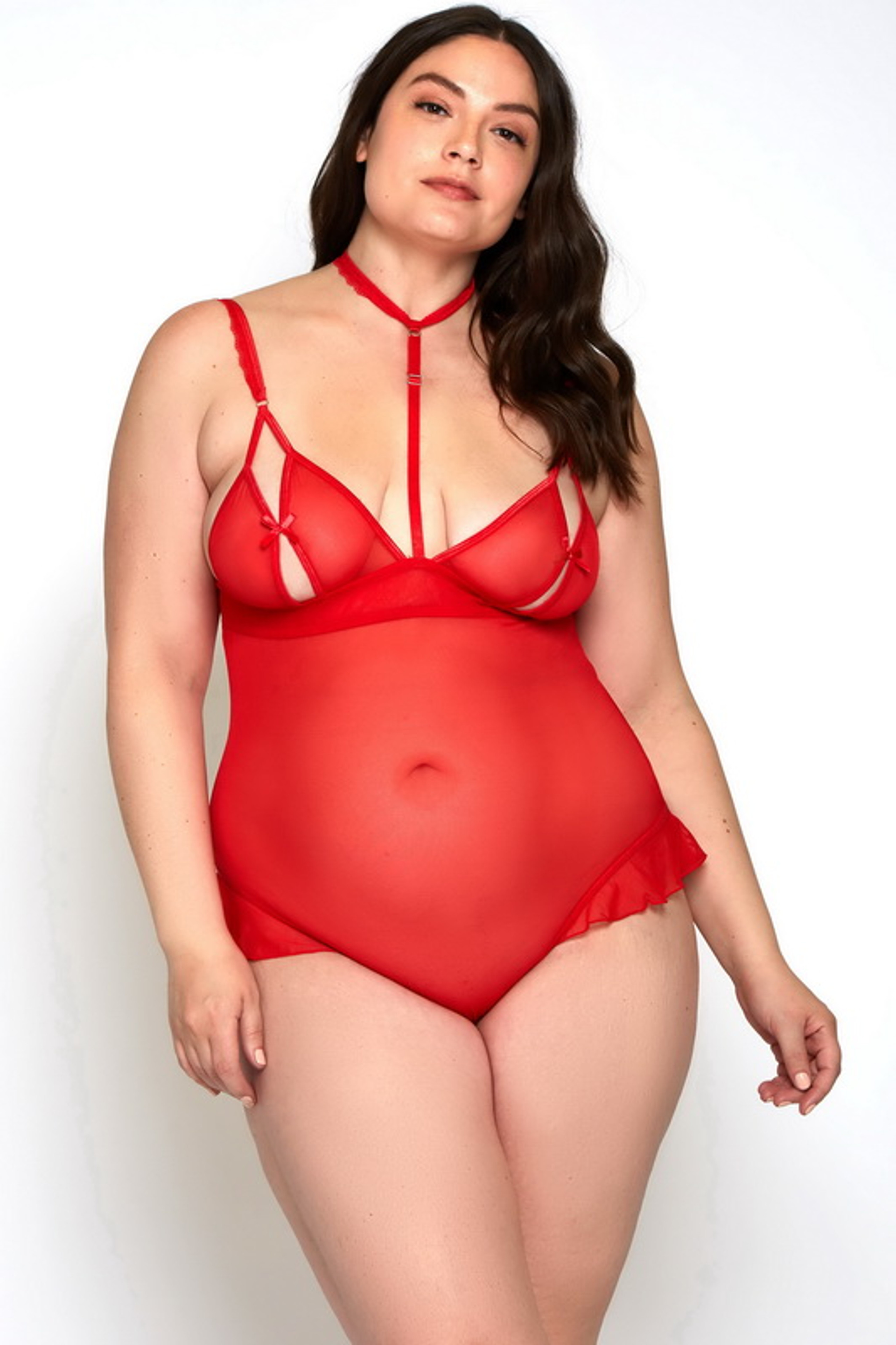 Plus Size Peek A Boo Black Teddy Spicy Lingerie