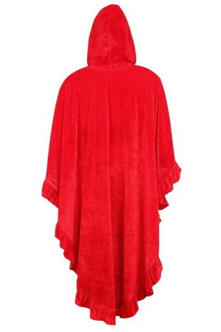 Red Velvet Hooded Ruffle Cape - Spicy Lingerie