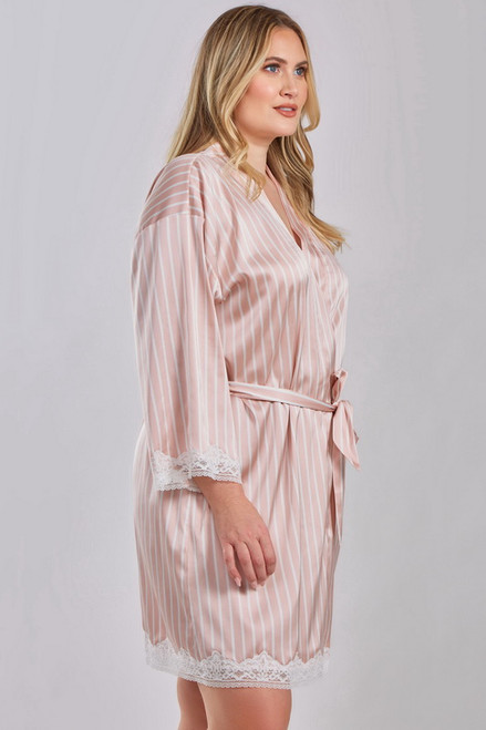 Plus Size Pinstripe Me Down Robe - Spicy Lingerie